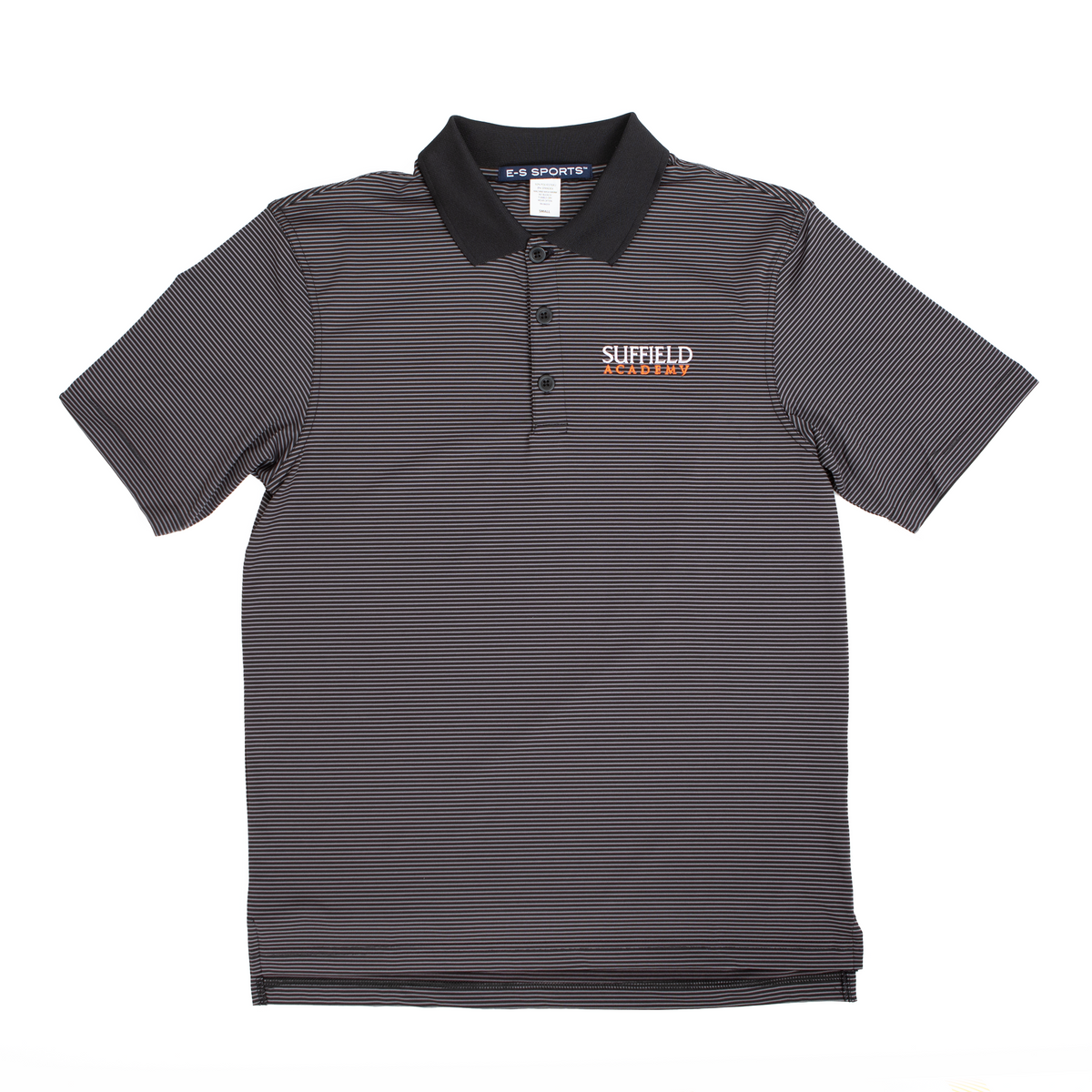 ES Sports Golf Polo in Black and Grey Stripes – Suffield Academy Bookstore